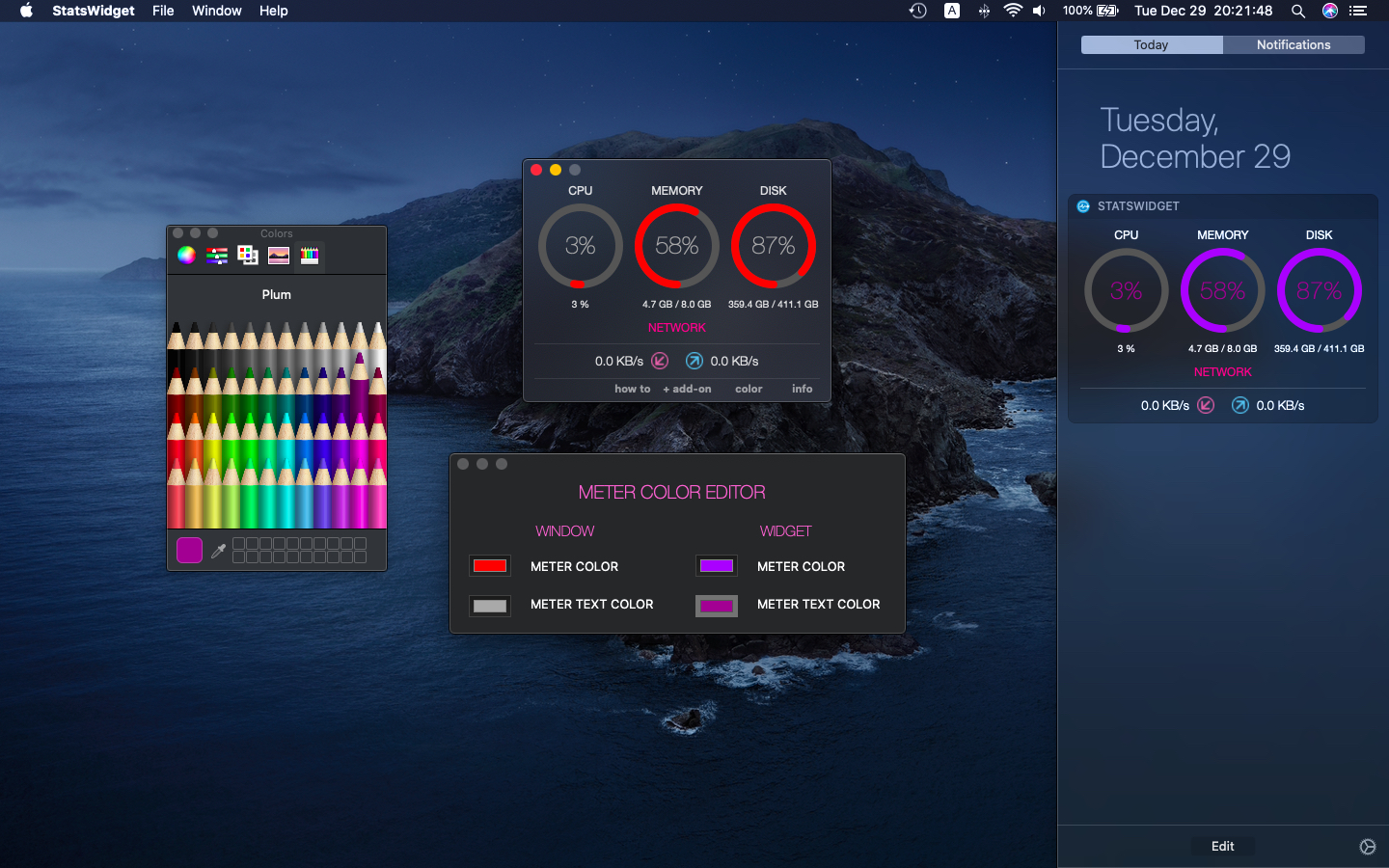 StatsWidget macOS App – How to Use – DEHIXLAB